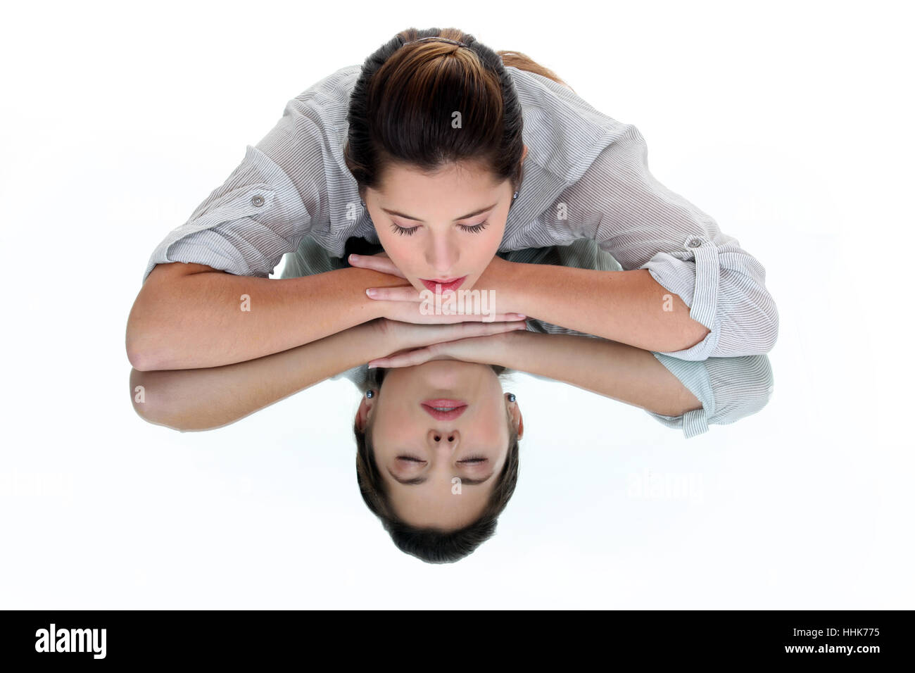 woman, female, reflection, mirror, teenager, young, younger, girl ...