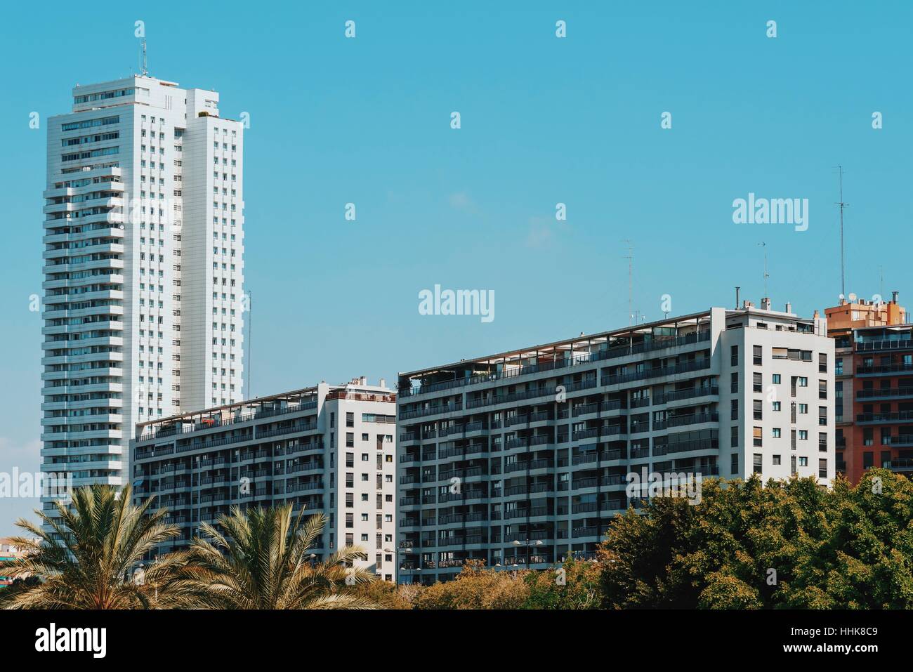 Valencia City Skyline Buildings In Summer Stock Photo - Alamy