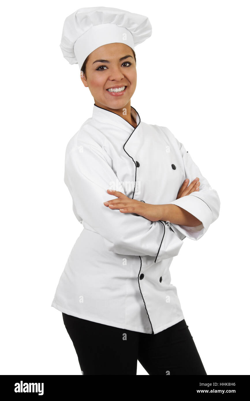 woman, isolated, female, uniform, chef, cut out, backdrop, background ...