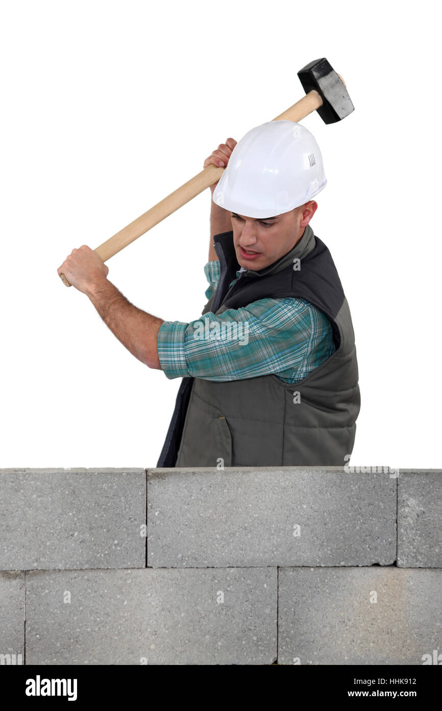 concrete, adult, brick, adults, break, construction, breaking, fracture ...