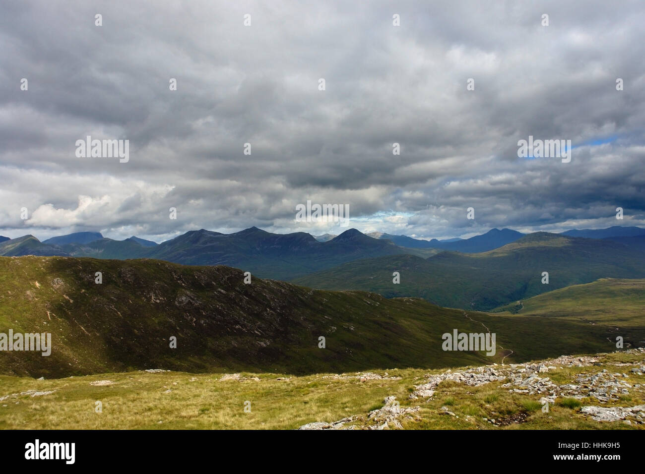 beautiful colored scottish Highland scenery with dramatic clouds at ...