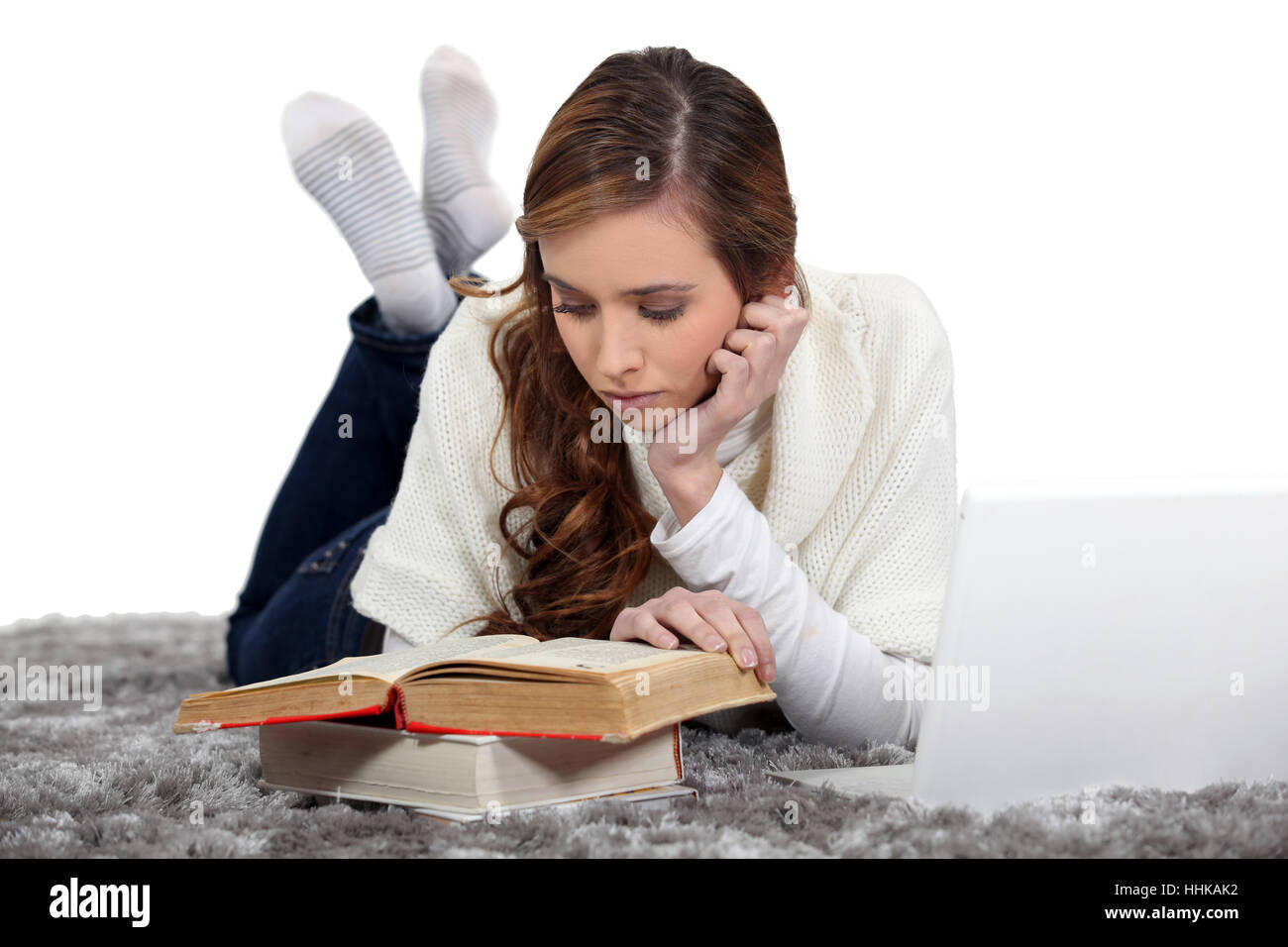 Woman Feet Up Book Face High Resolution Stock Photography and Images ...