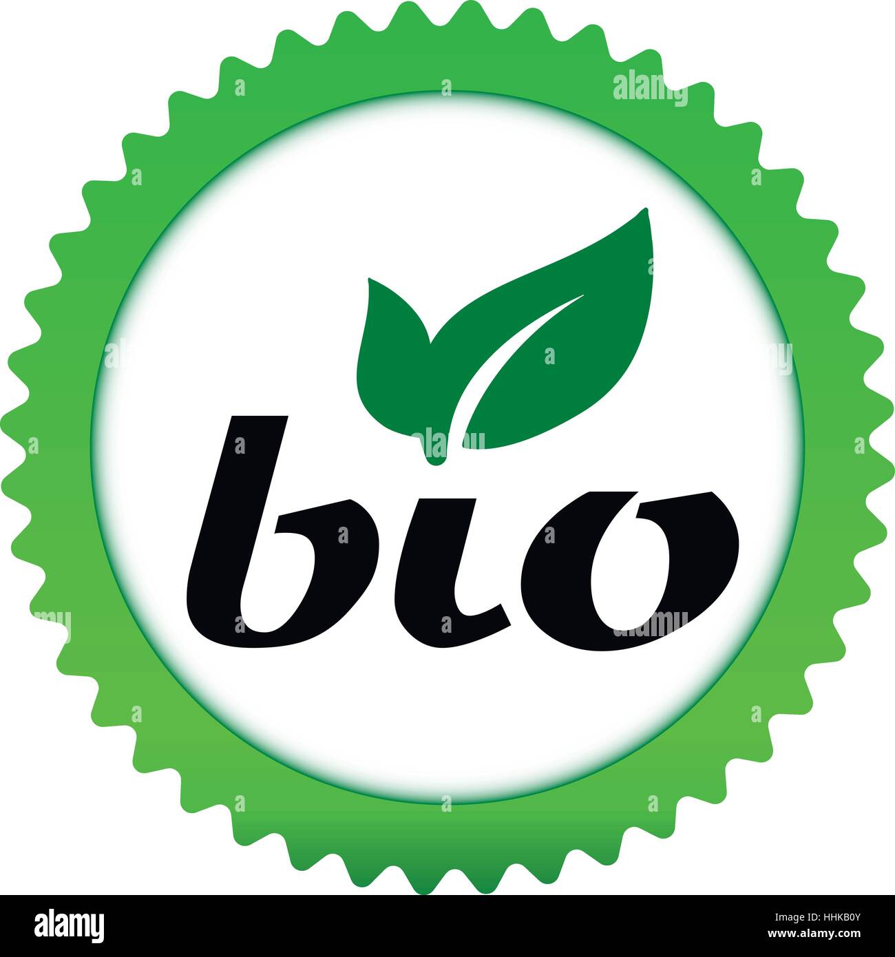 Green eco bio sign with leaves in round star. Vector icon Stock Vector ...