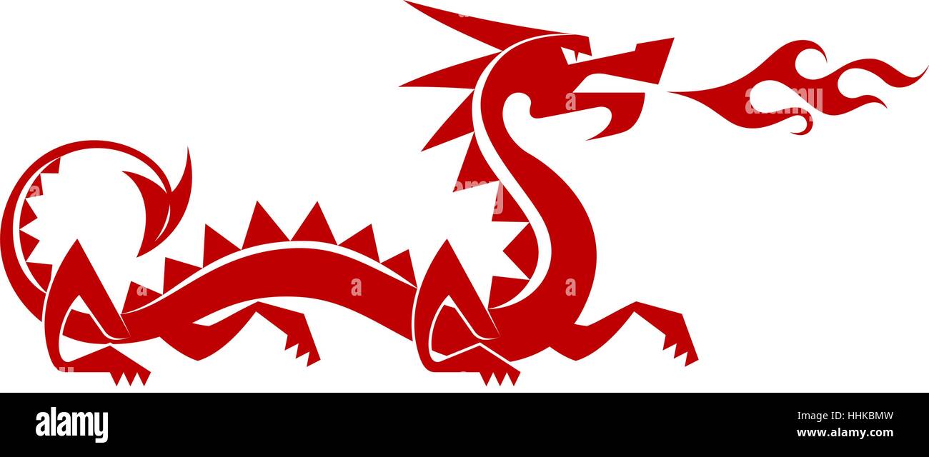 Walking Red Dragon Stock Vector Image & Art - Alamy