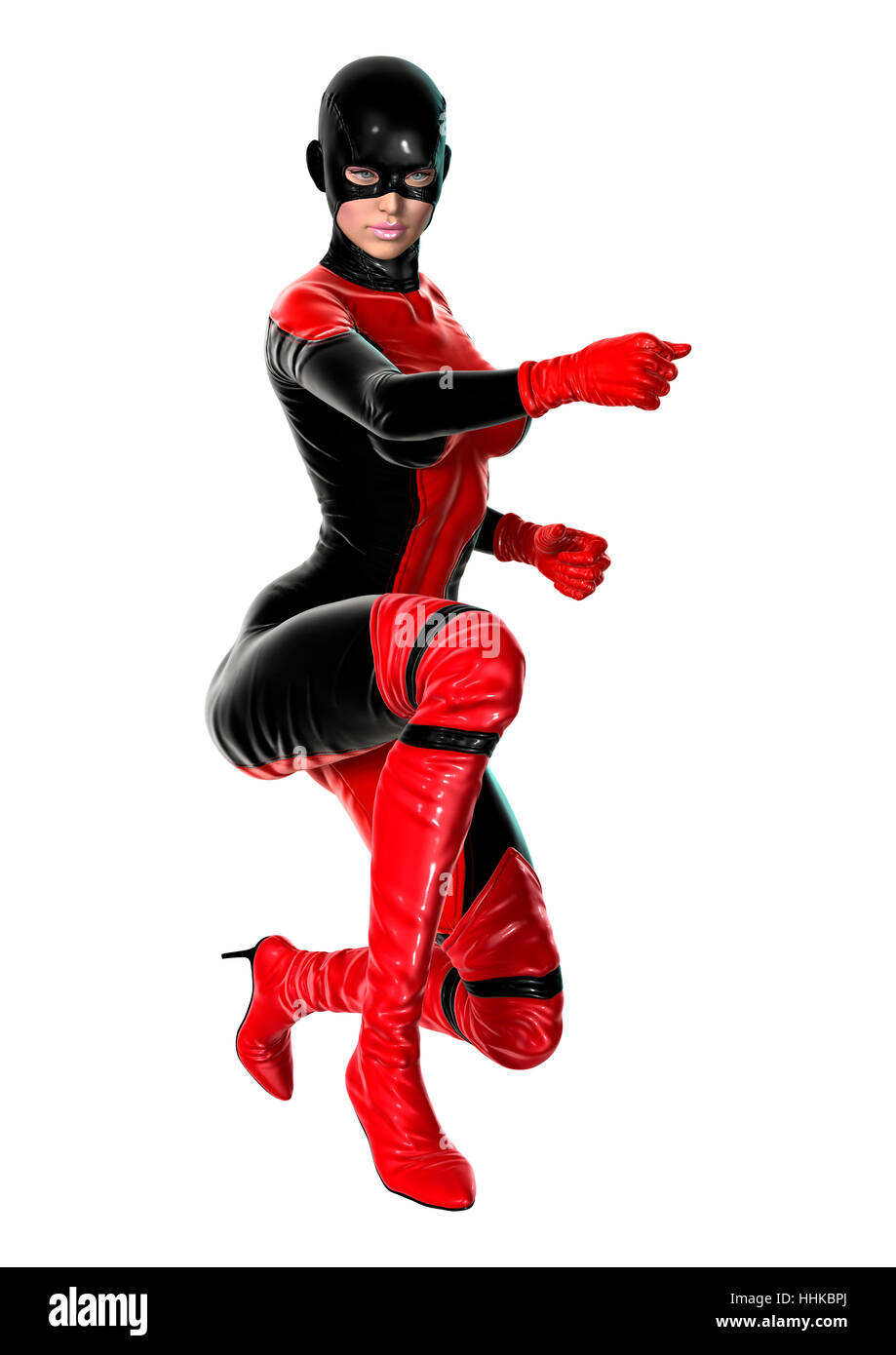 3D rendering of a female superhero isolated on white background Stock ...