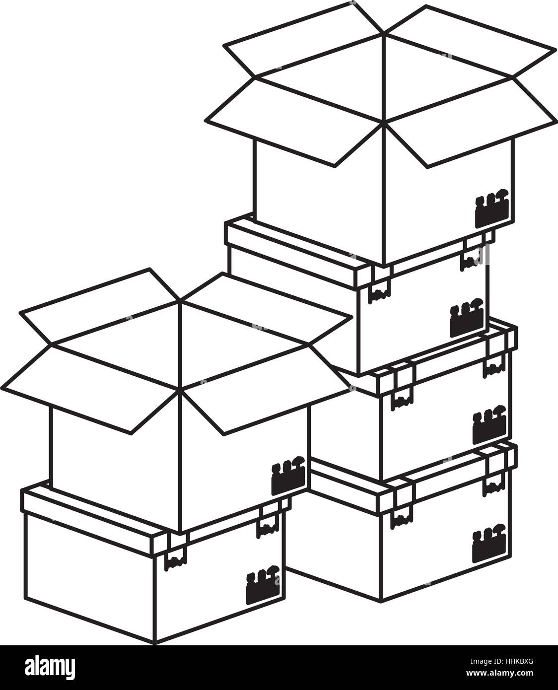 Black silhouette contour boxes hi-res stock photography and images - Alamy