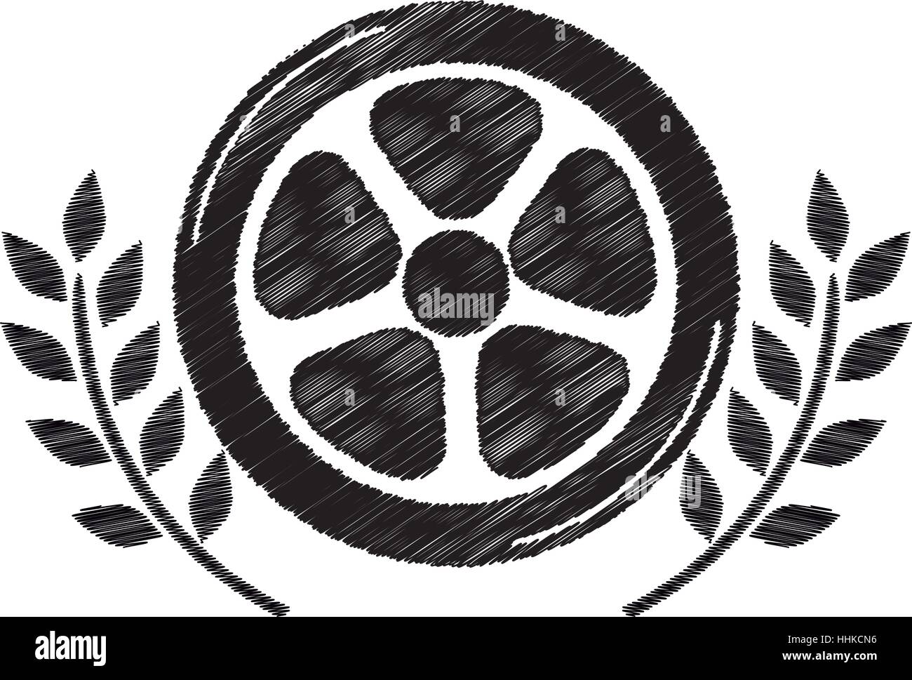 car wheel award in monochrome striped with olive branch vector ...