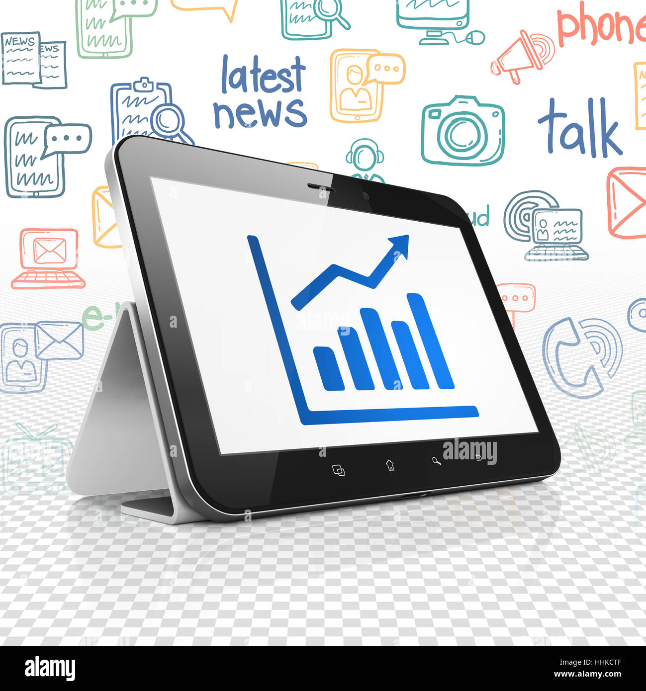 News concept: Tablet Computer with Growth Graph on display Stock Photo ...