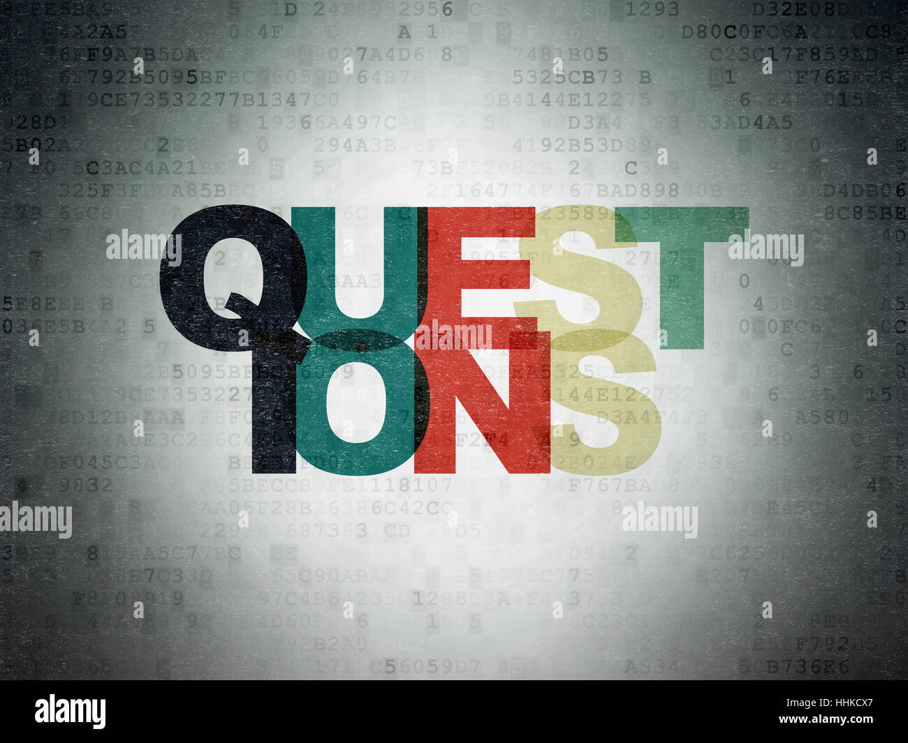 Learning concept: Questions? on Digital Data Paper background Stock ...