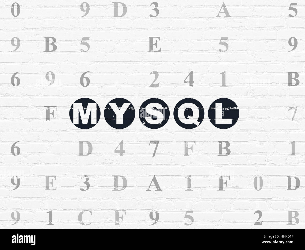 Programming concept: MySQL on wall background Stock Photo - Alamy