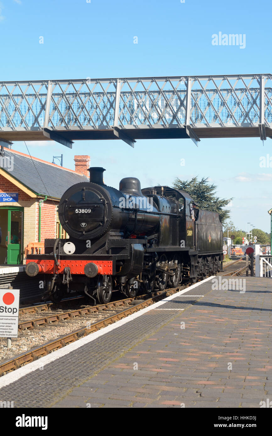 Steam train arriving at the the old railway station in Sheringham ...