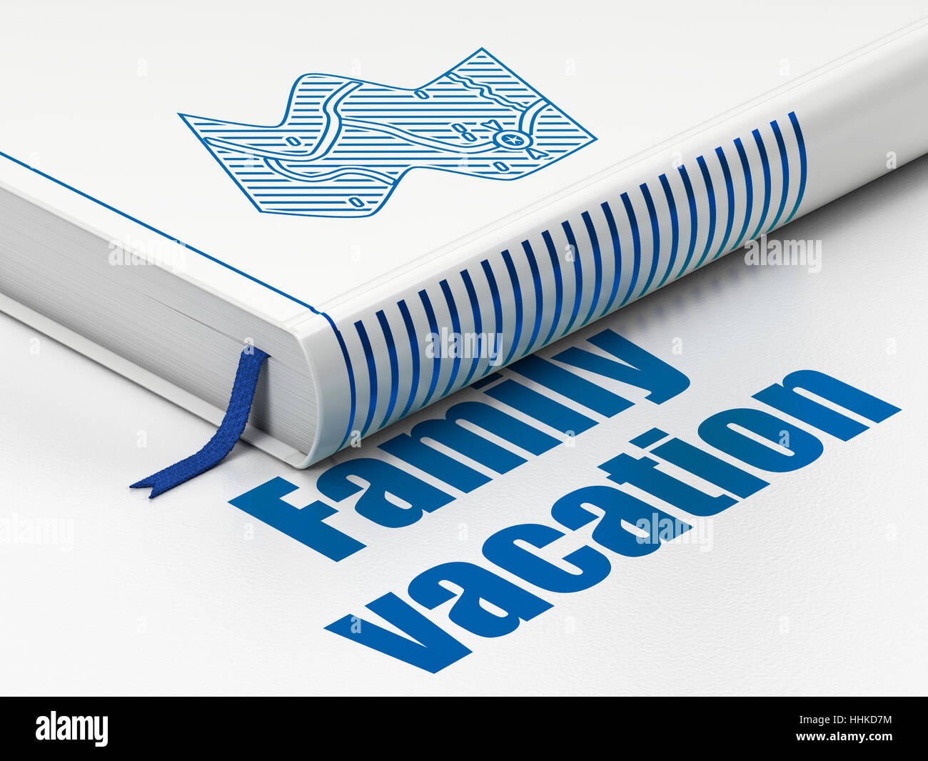 Travel concept: book Map, Family Vacation on white background Stock ...