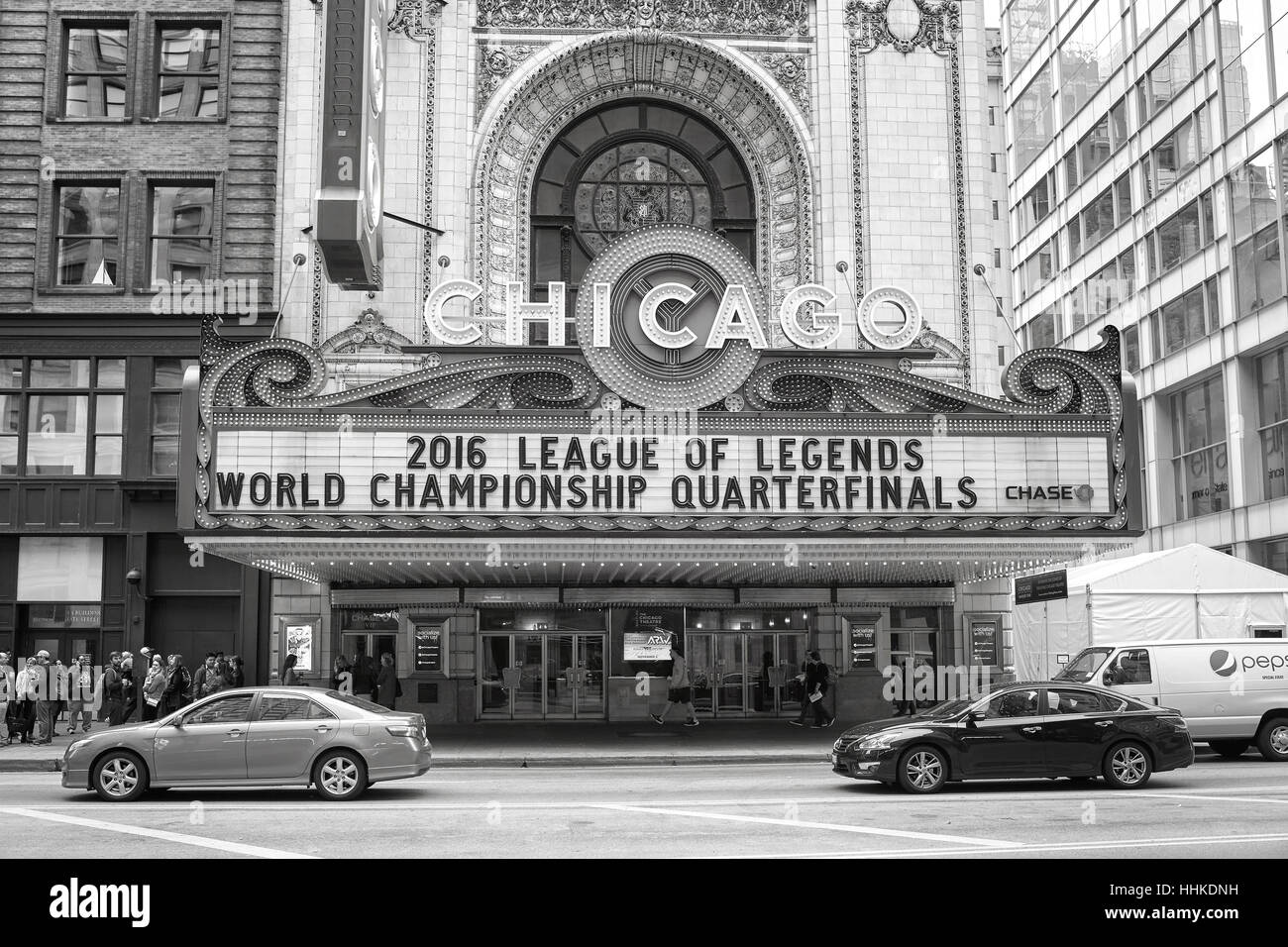 Chicago, USA - October 15, 2016: Exterior of The Chicago Theater. The ...