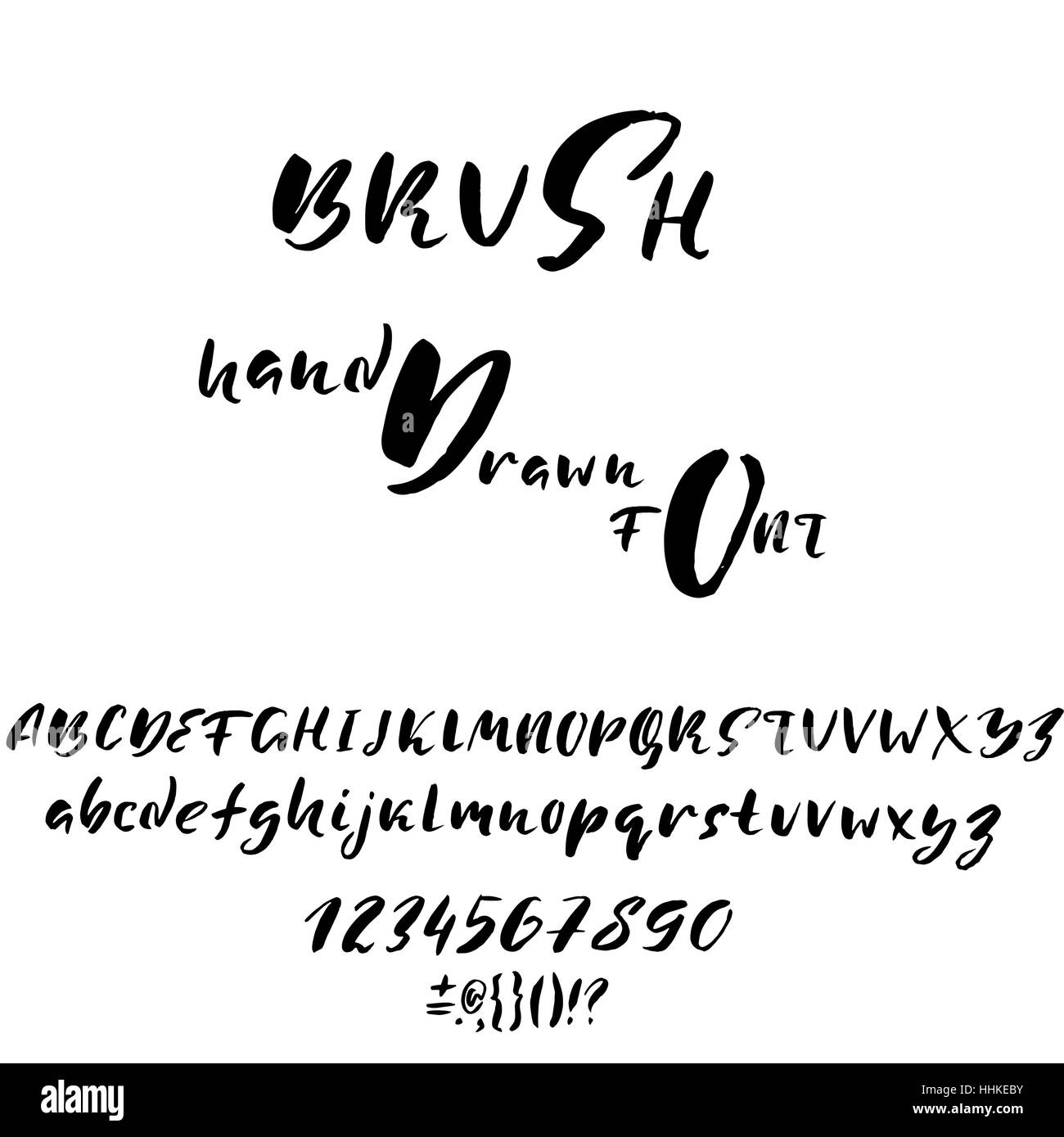 Hand drawn font made by dry brush strokes. Grunge style alphabet ...