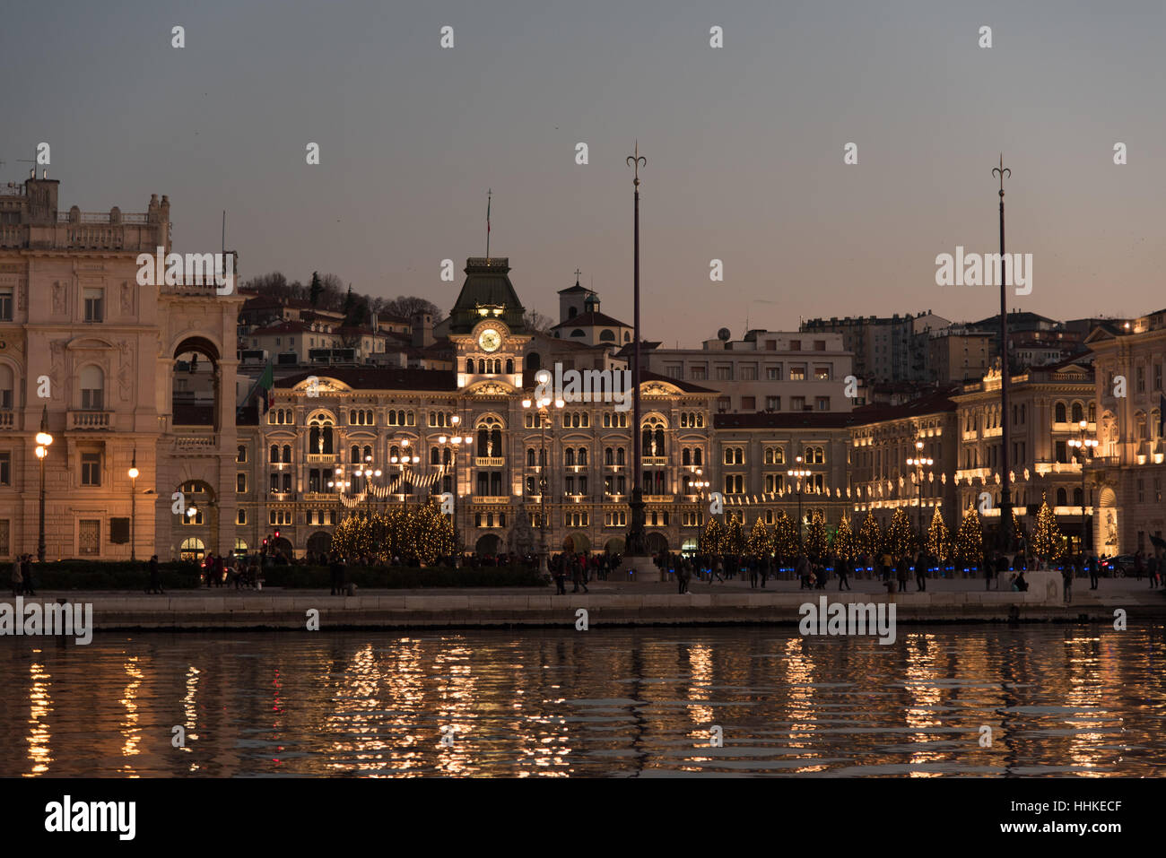 Reflections on the sea of Trieste at dusk - Historical buildings and ...