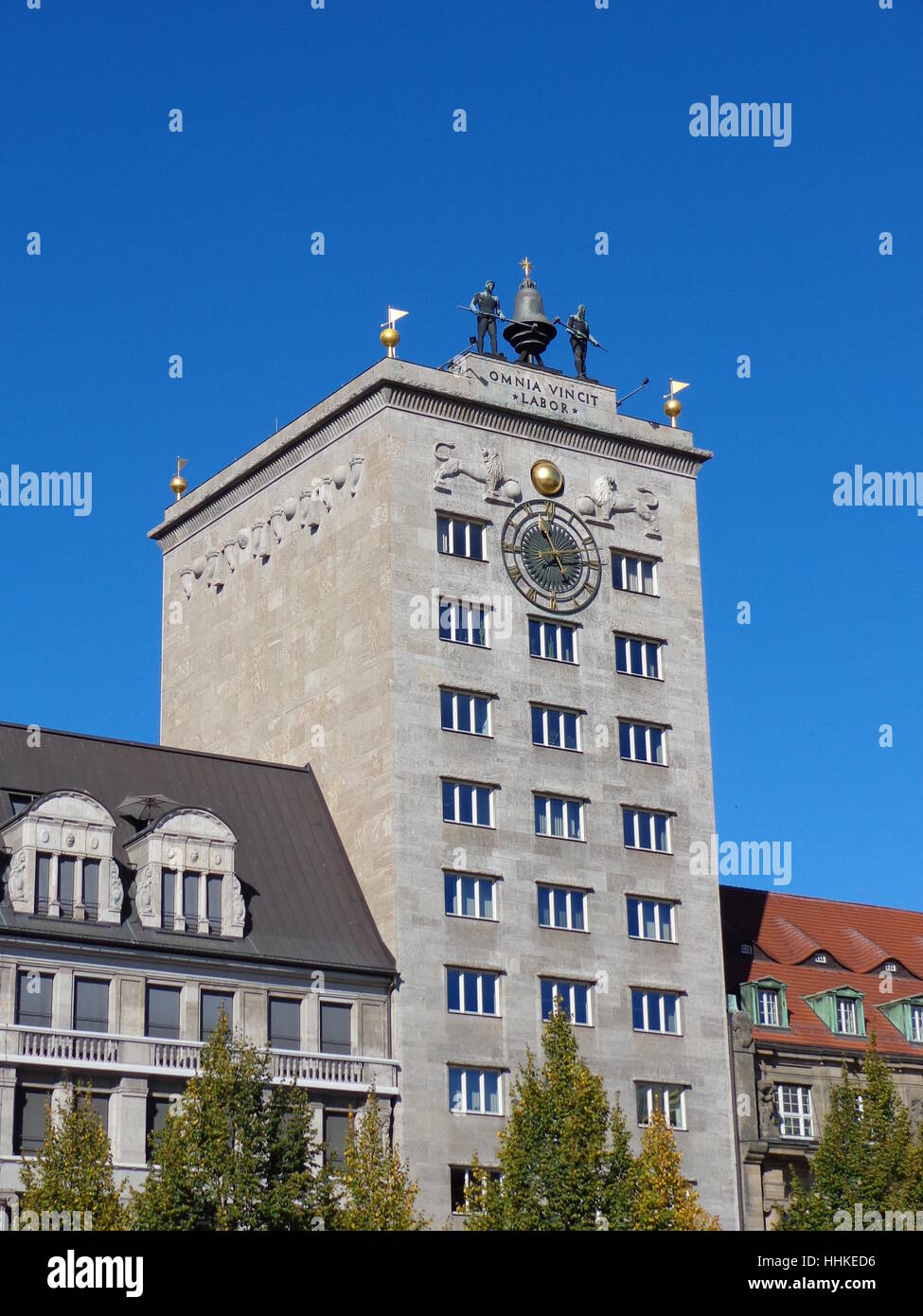 clock, Leipzig, clock tower, blue, tower, clock, pointer, physiques ...
