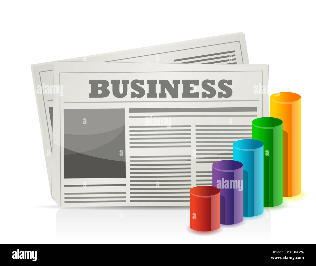 Business newspaper and graph illustration design over white Stock Photo ...
