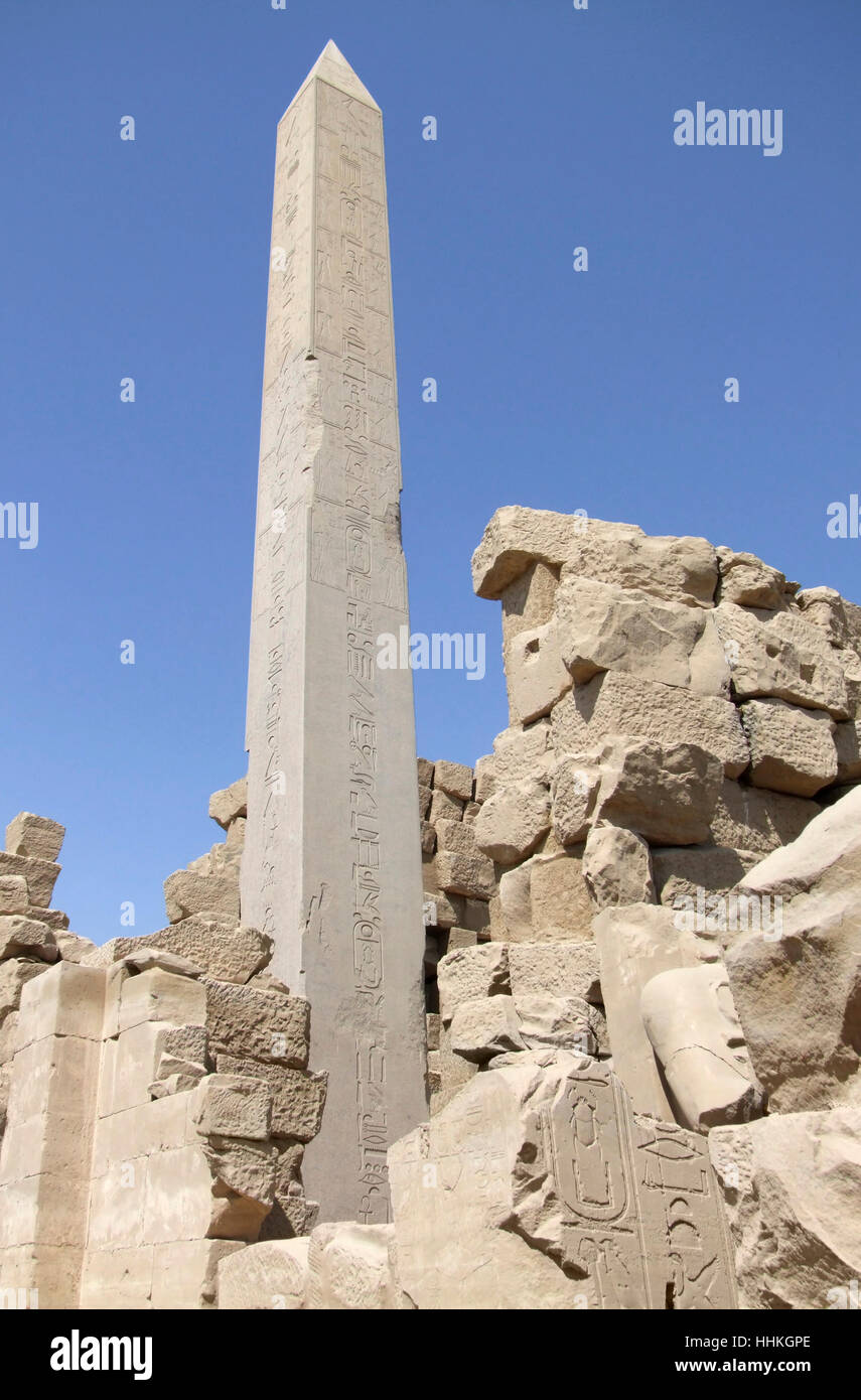 scenery around Precinct of Amun-Re in Egypt showing a historic obelisk ...