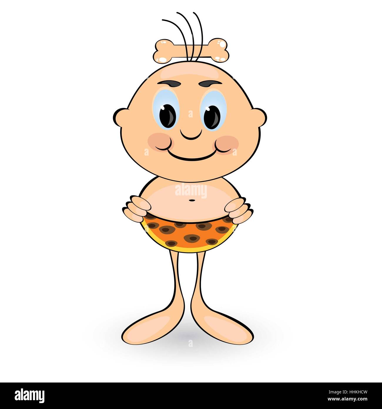 Funny cartoon caveman. Illustration on white background Stock Photo - Alamy