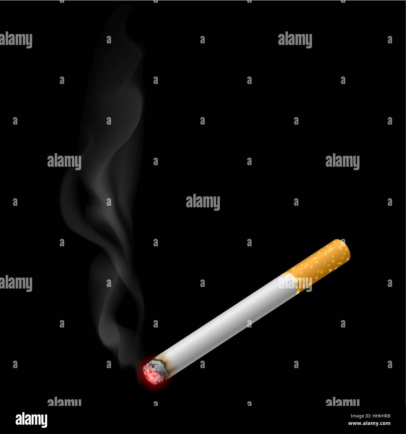 Burning cigarette. Illustration on black background for design Stock ...