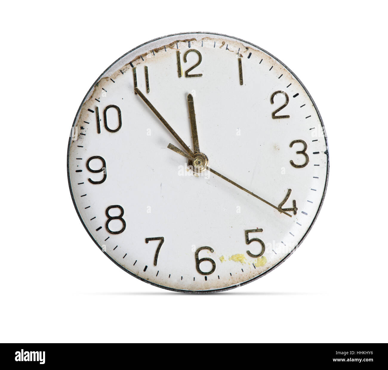 Grunge old clock face with numbers isolated on a white background Stock ...