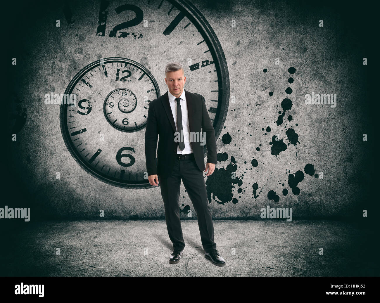 full length portrait of Senior businessman. Time concept Stock Photo ...