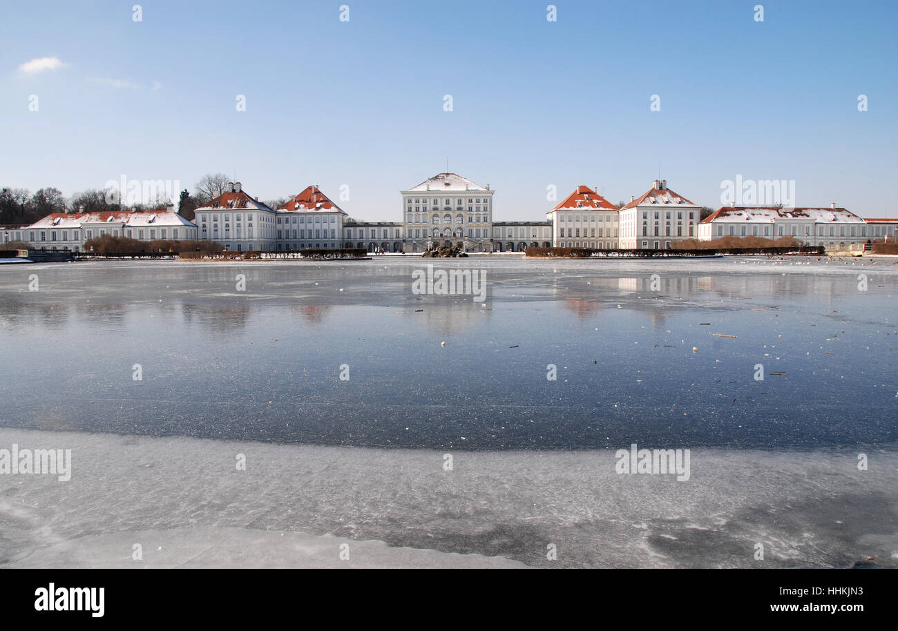 winter, cold, channel, ice, frozen, munich, chateau, castle, travel ...