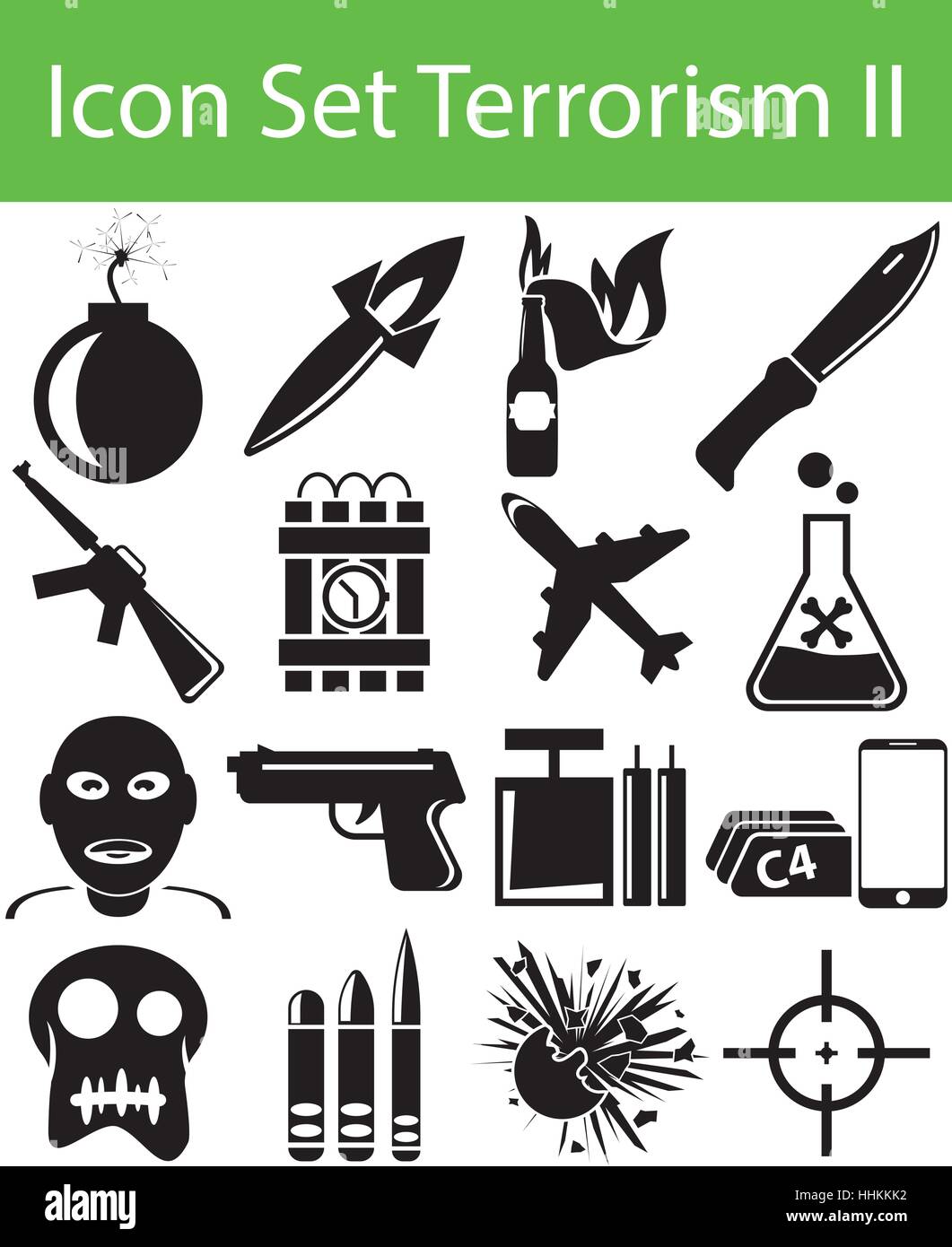 Icon Set Terrorism II with 16 icons for the creative use in graphic ...