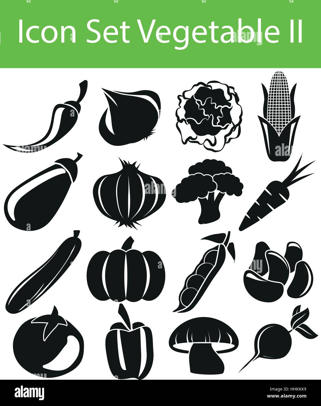 Icon Set Vegetable II with 16 icons for the creative use in graphic ...
