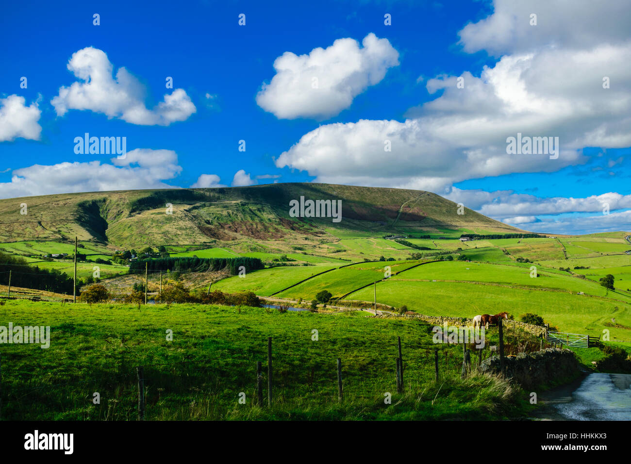 Scenic view on Pendle Hill in summer. Forest Of Bowland, Lancashire ...