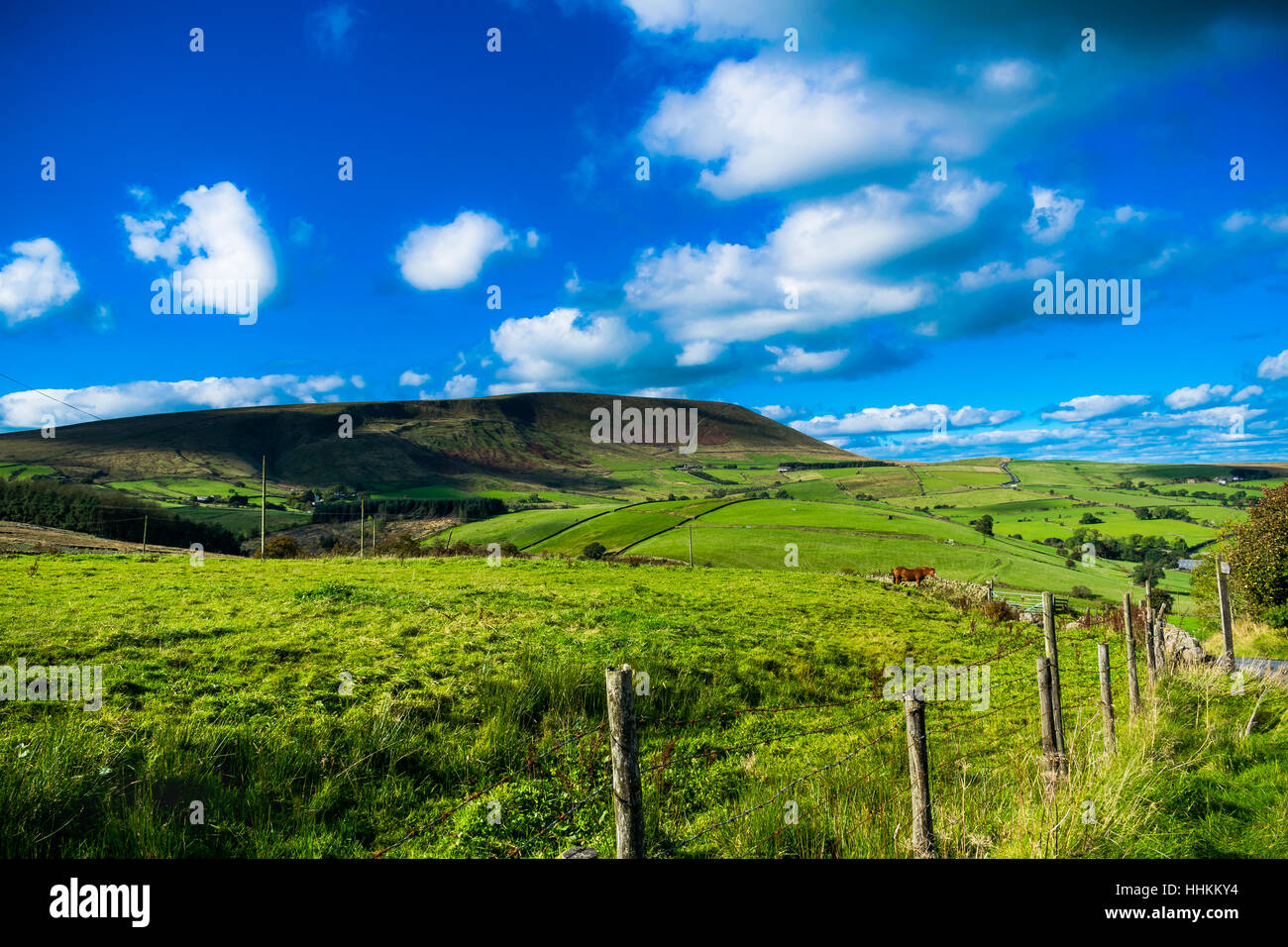 Scenic view on Pendle Hill on summer. Forest Of Bowland , Lancashire ...