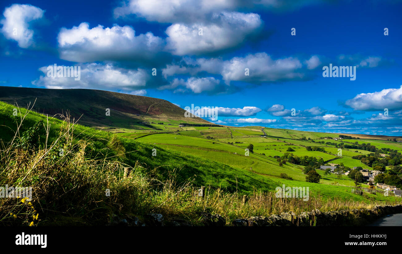 Scenic view on Pendle Hill on summer. Forest Of Bowland , Lancashire ...