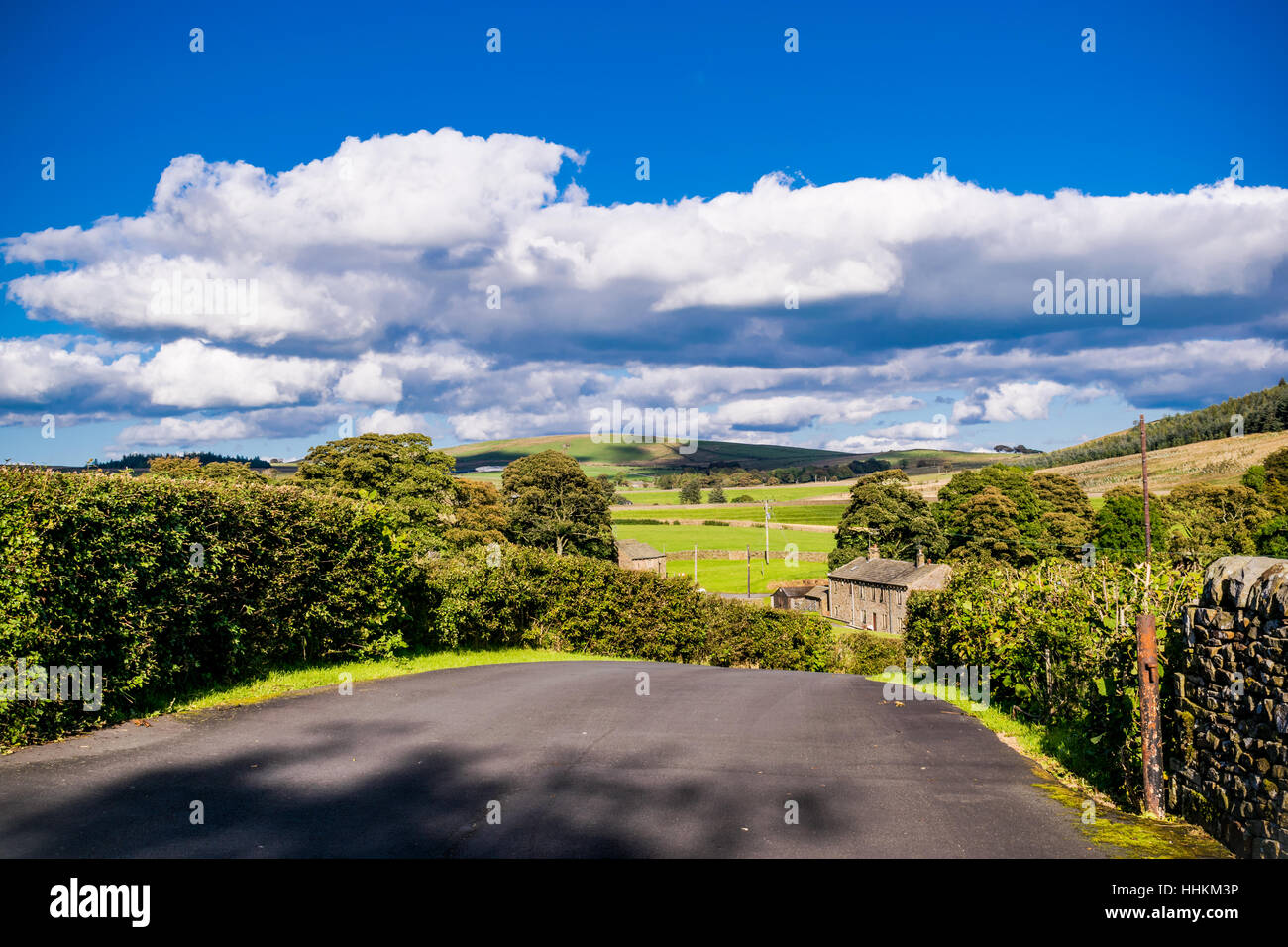 English countryside road in summer, Lancashire, Forest Of Bowland ...