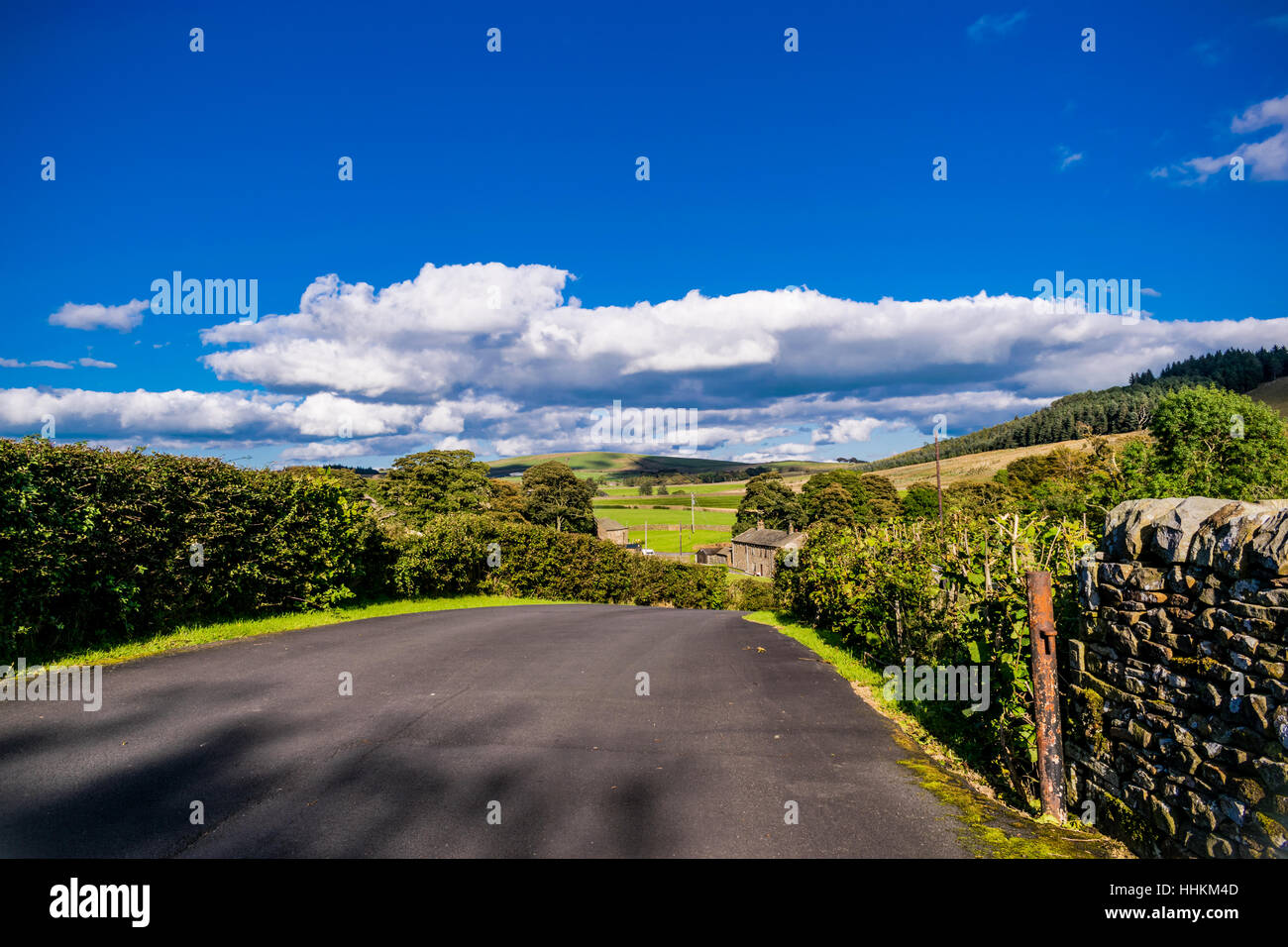 English countryside road in summer, Lancashire, Forest Of Bowland ...