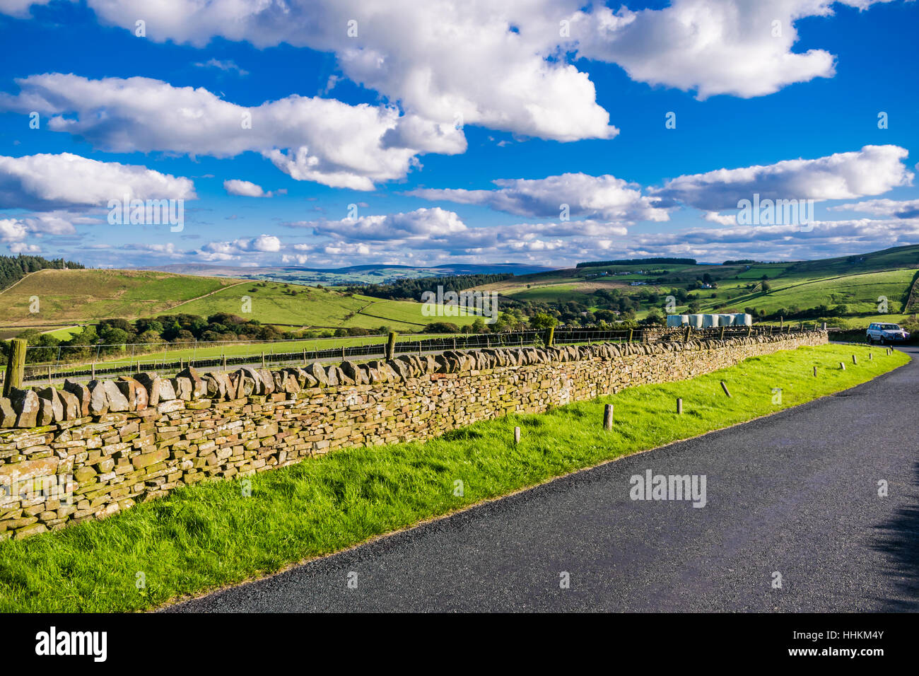 English countryside road in summer, Lancashire, Forest Of Bowland ...