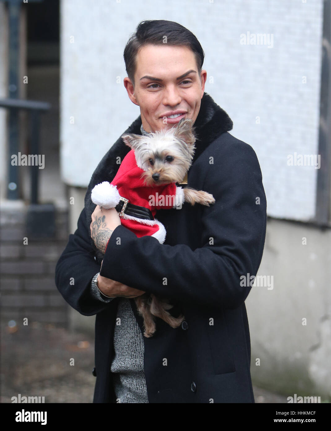Bobby Norris and his dog outside ITV Studios Featuring: Bobby Norris ...