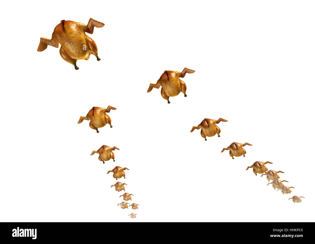 Migration Of Roasted Chickens Stock Photo - Alamy