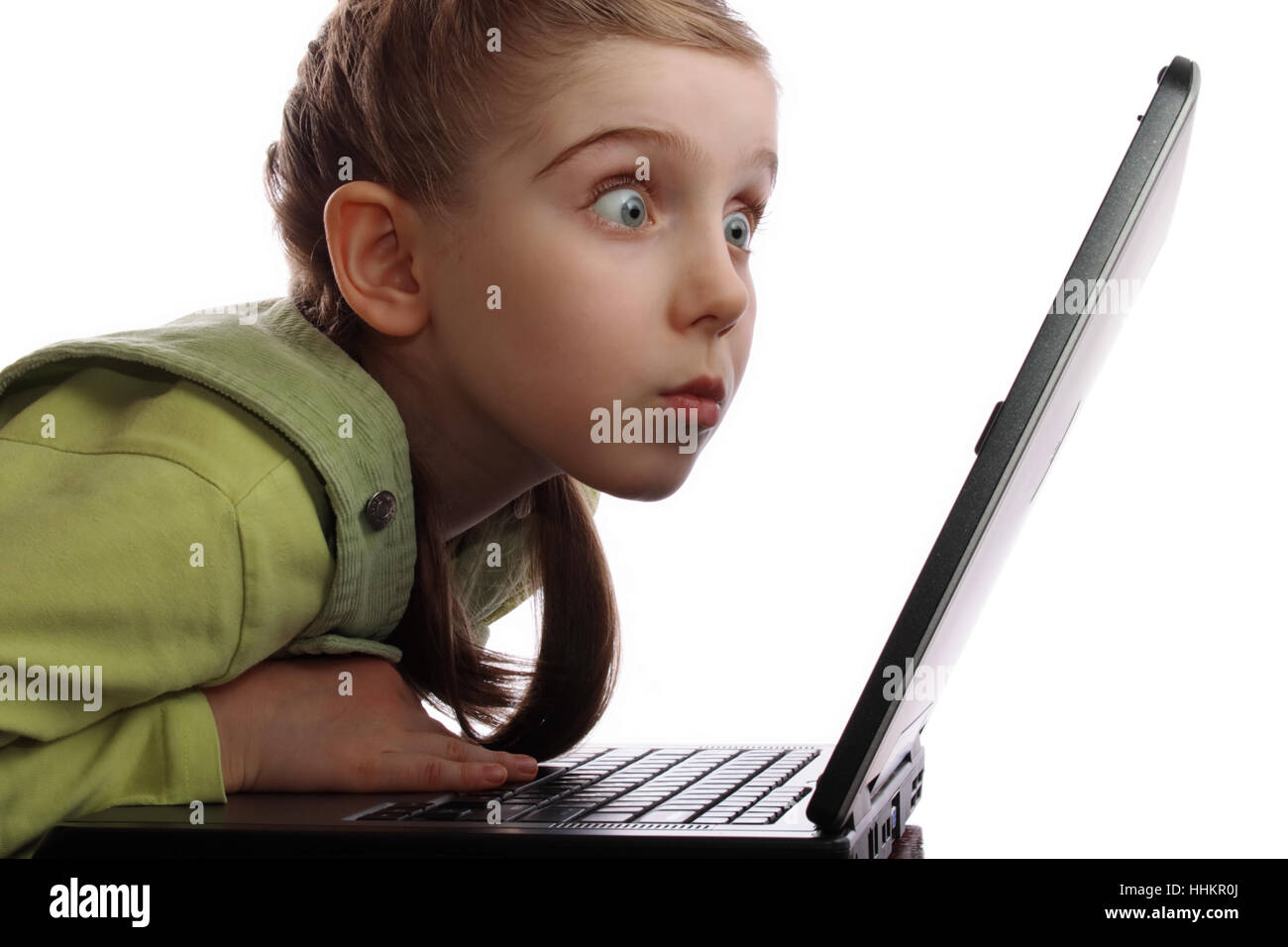 Girl staring computer monitor hi-res stock photography and images - Alamy