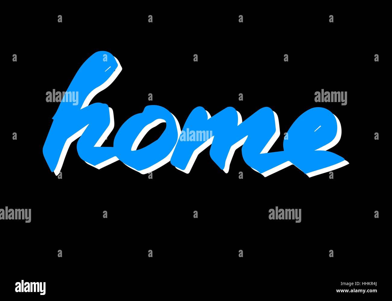 Vector Hand-drawn calligraphy Lettering. Home. Blue letters on the ...