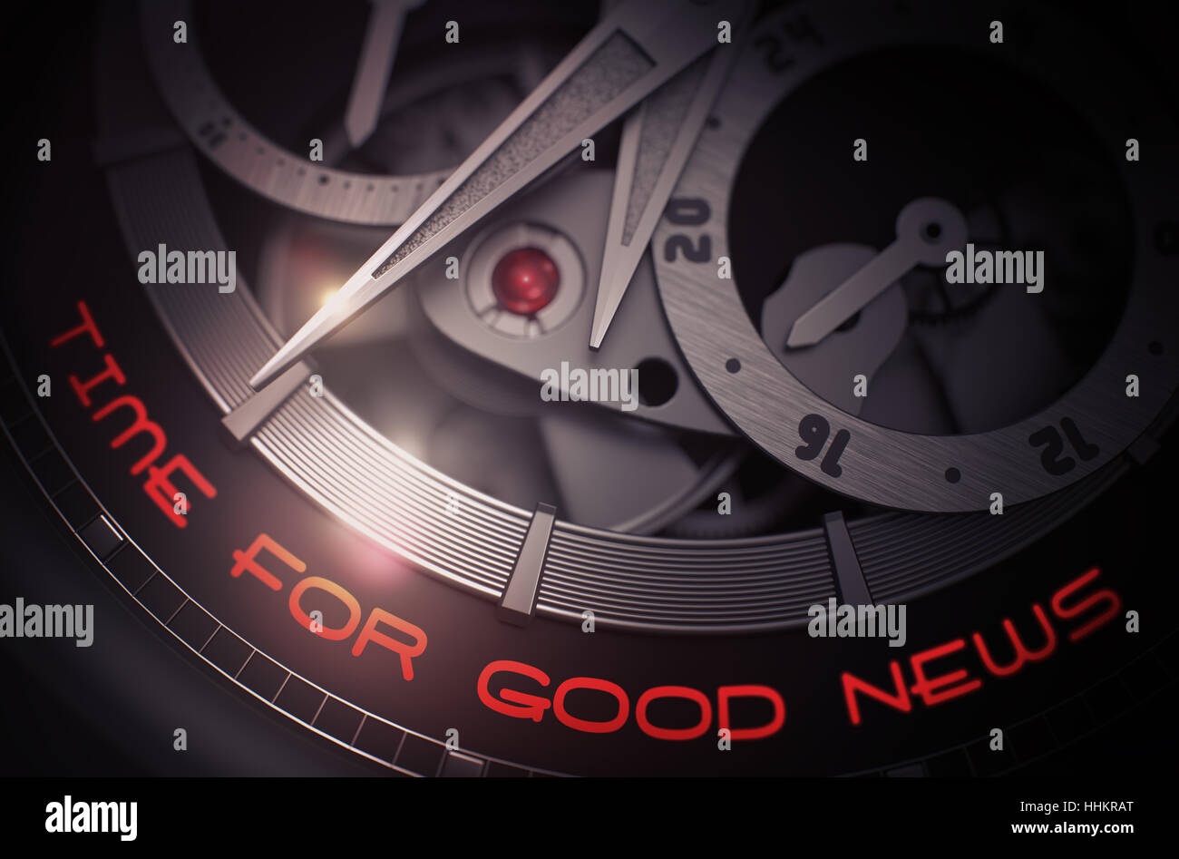 Time For Good News on Luxury Men Wrist Watch Mechanism. 3D Stock Photo ...