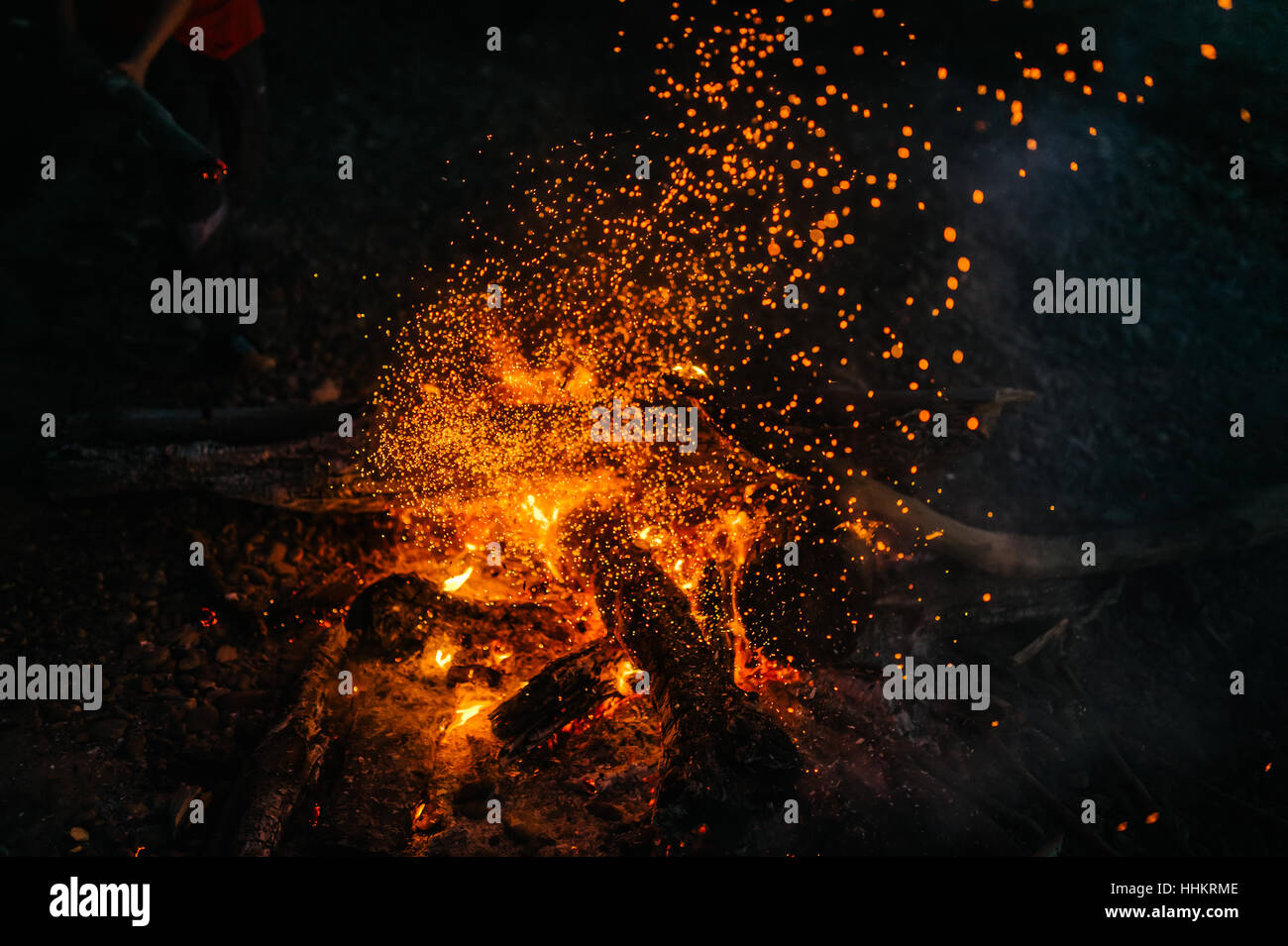 fire in nature . bokeh from the fire . blurred backgrounds . Space ...