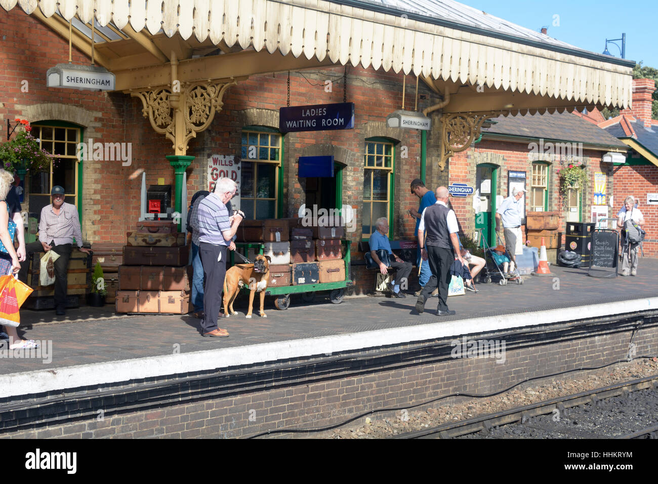 Steam train arriving at the the old railway station in Sheringham ...