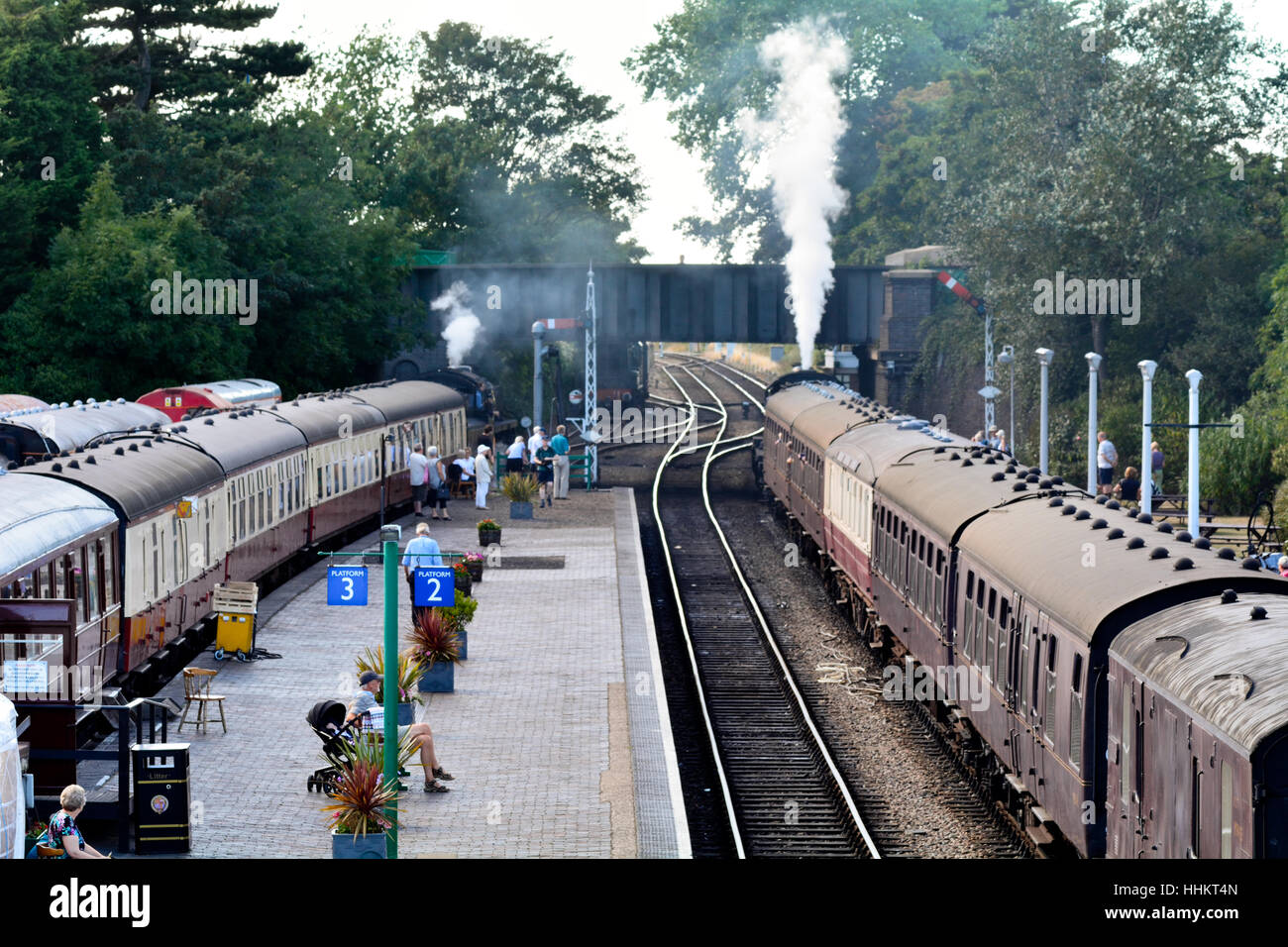Steam trains on the station waiting to depart in Sheringham - part of ...