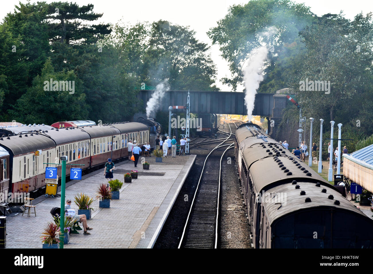Steam trains on the station waiting to depart in Sheringham - part of ...