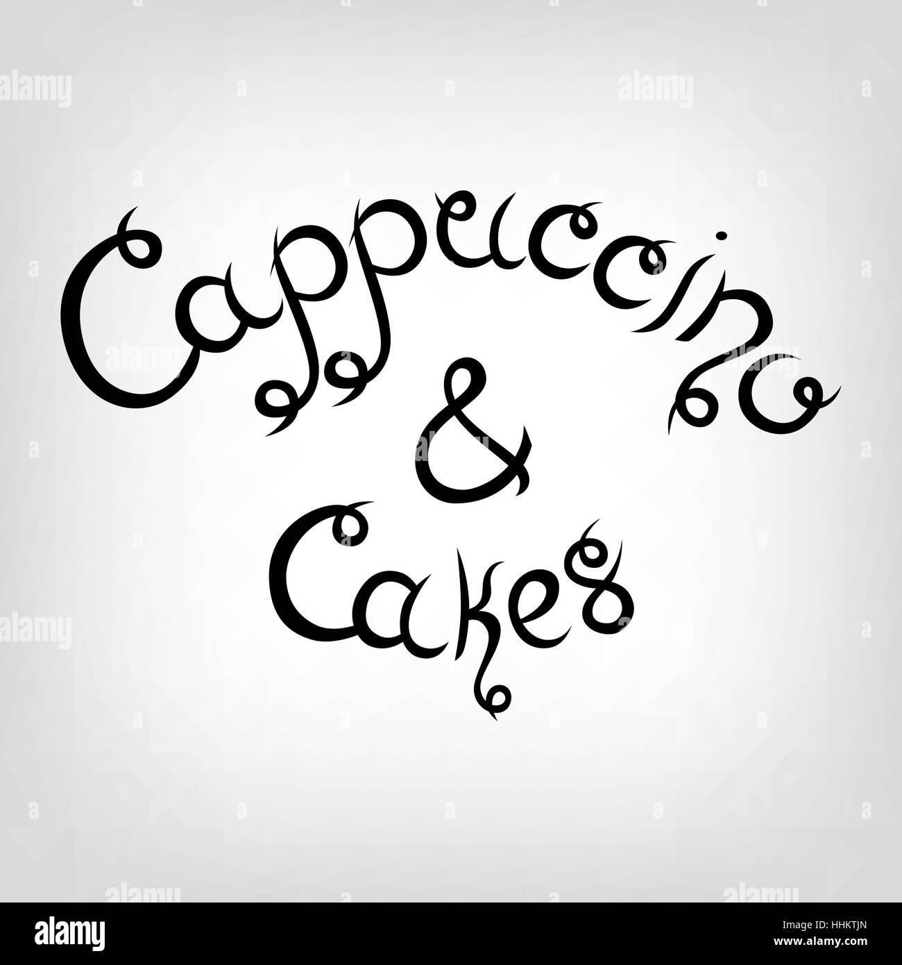 Vector Hand-drawn cute Lettering. Cappuccino and Cakes. Black letters ...