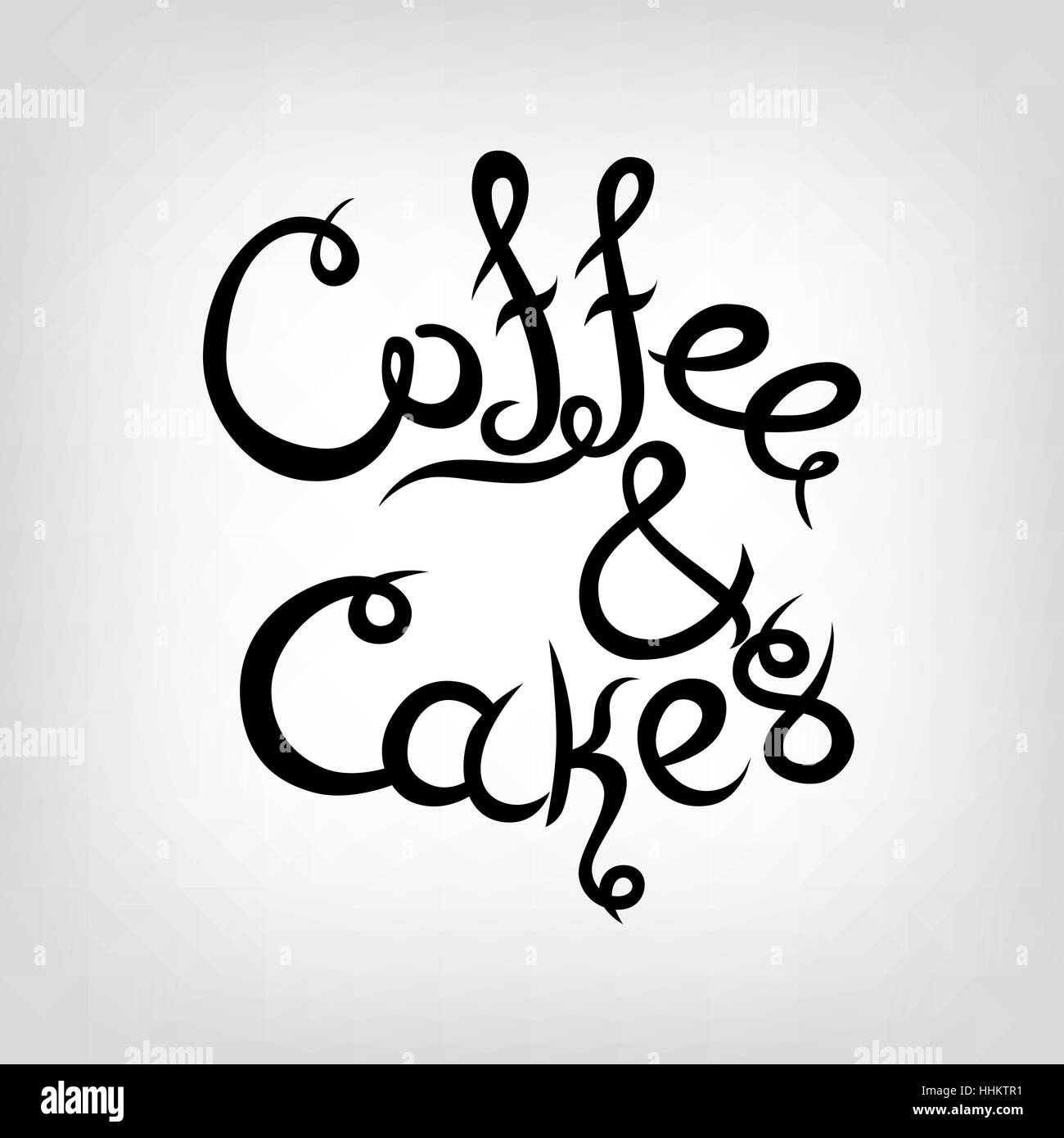Vector Hand-drawn cute Lettering. Coffee and Cakes. Black letters Stock ...