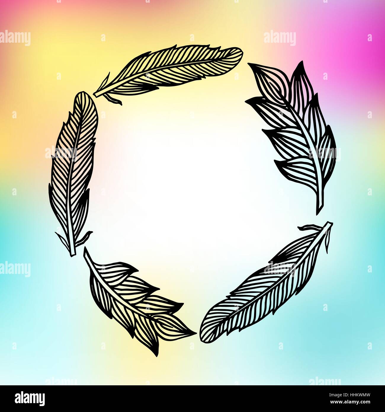 Feathers frame on blur background. Vector drawing Stock Vector Image ...