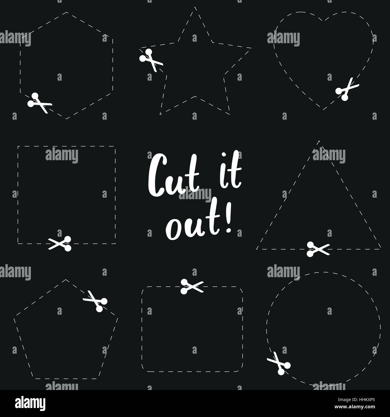 Cut it out flat geometric shapes template. The scissors icon. Cut here ...