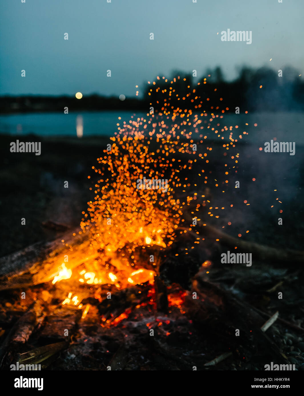 fire in nature . bokeh from the fire . blurred backgrounds . Space ...