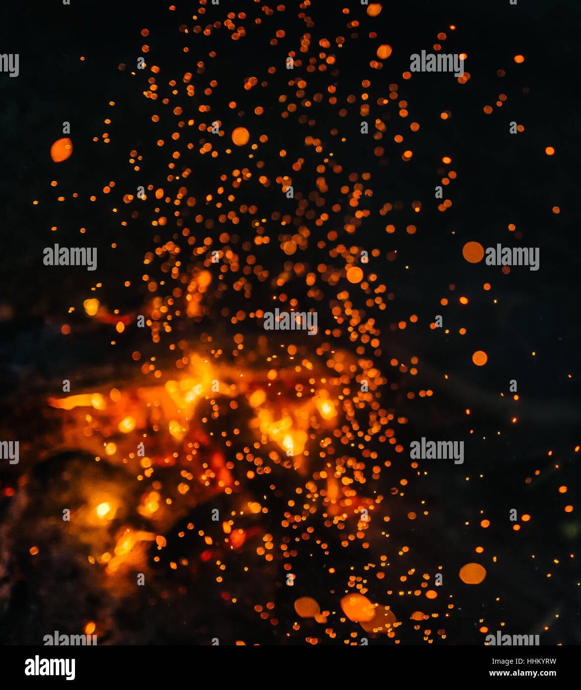 fire in nature . bokeh from the fire . blurred backgrounds . Space ...